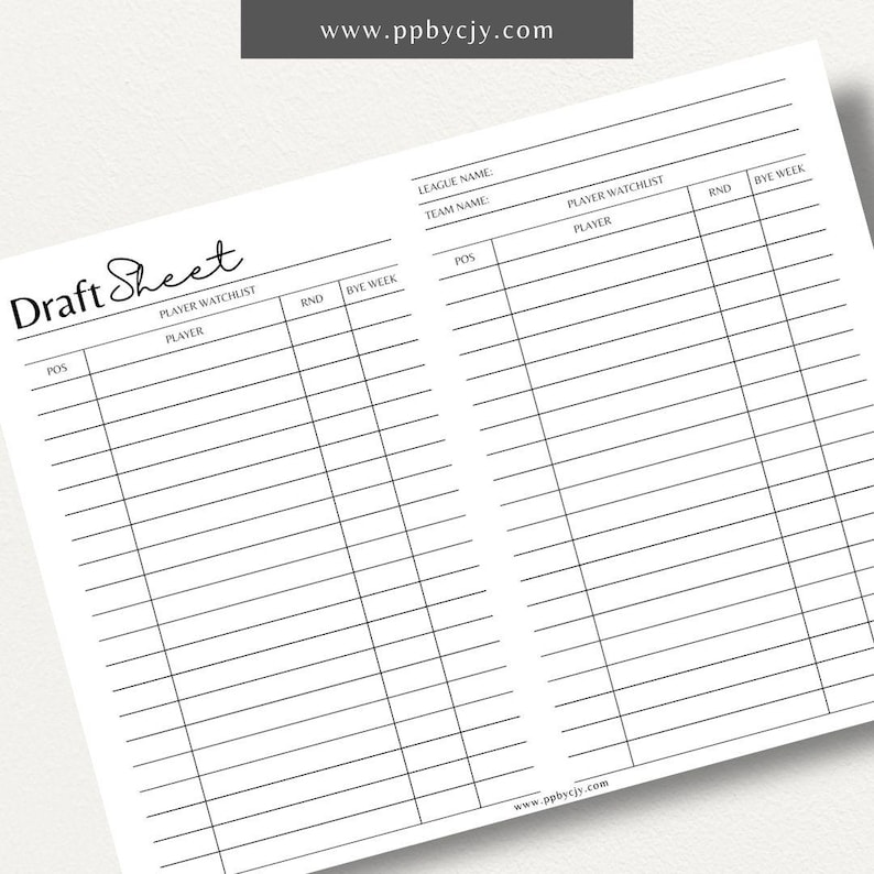 Fantasy Football Draft Sheet Bundle | Digital Download | Comprehensive ...
