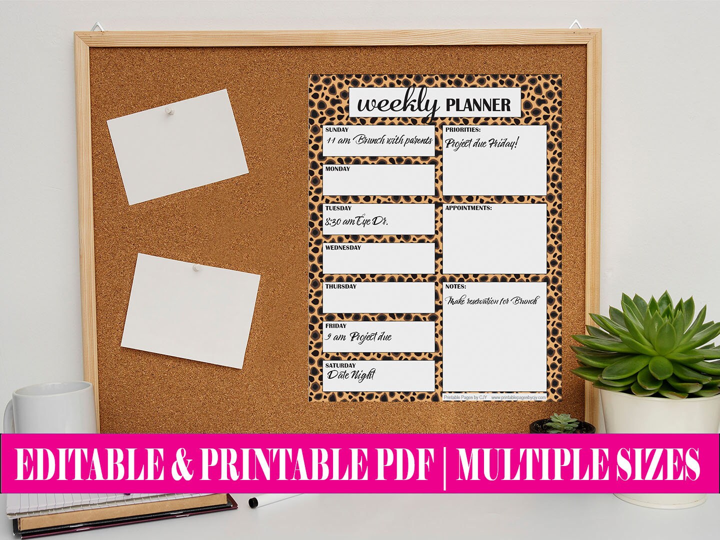 Paper & Party Supplies Editable & Printable PDF Print From Home Cheetah ...
