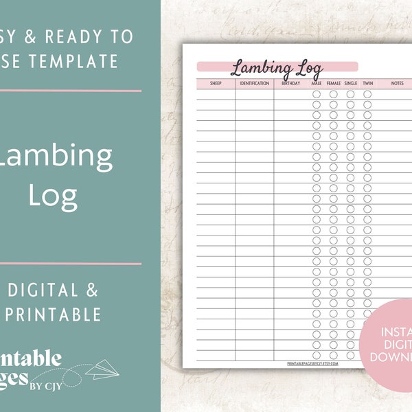 Lambing Record Sheets - Etsy