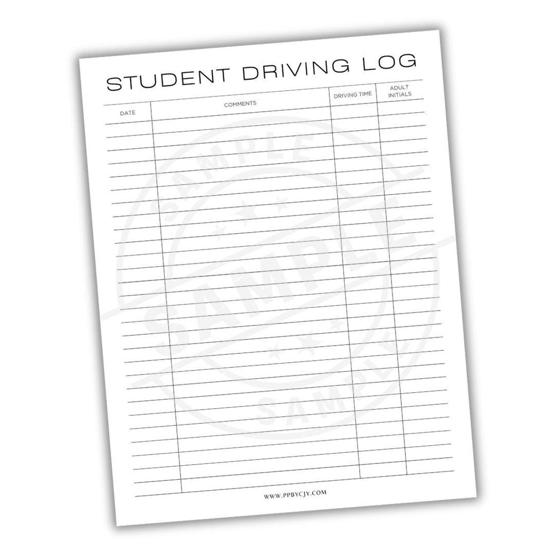 Student Driving Log | Teen Driver Training Supervision Record | New ...