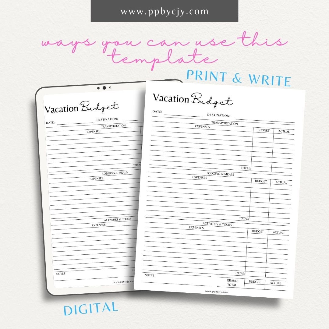 Vacation Budget Planner Travel Expense Spending Planner Adventure Trip ...