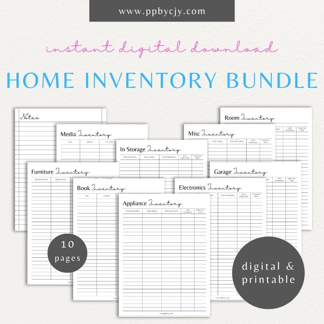 Home Inventory Printable Bundle Household Asset Management Kit Home ...