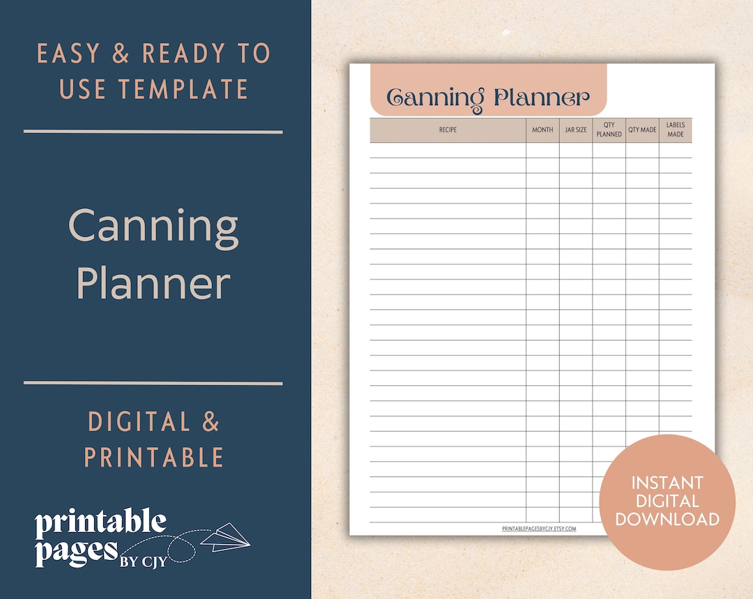 Homestead Canning Planner Worksheet Printable Template Jam - Etsy