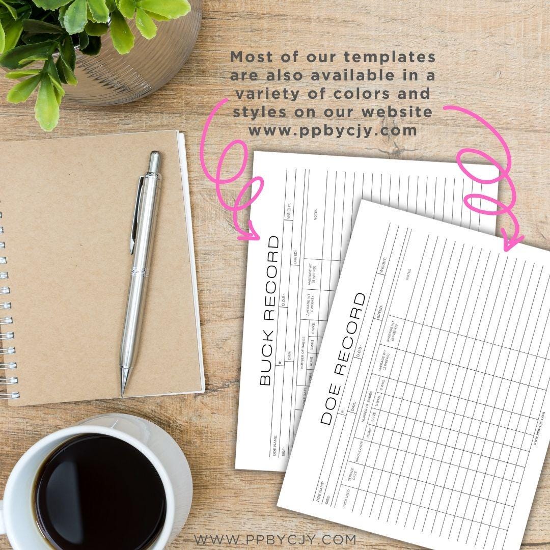 Rabbitry Kindling Printable PDF Template 8 Page Bundle | Rabbit Breeder ...