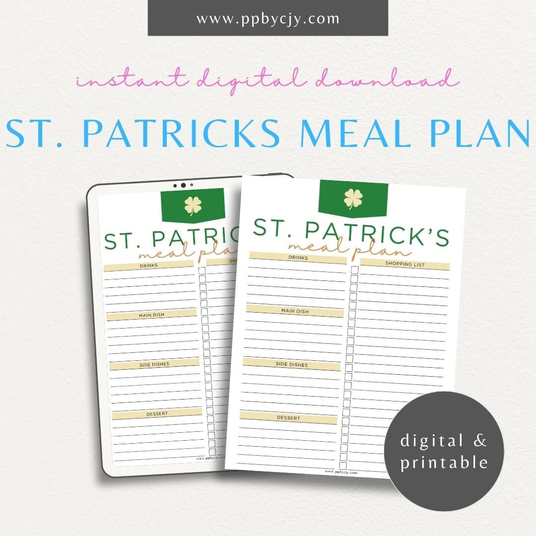St. Patricks Day Dinner Planner Irish Celtic Feast Meal Planning Irish ...