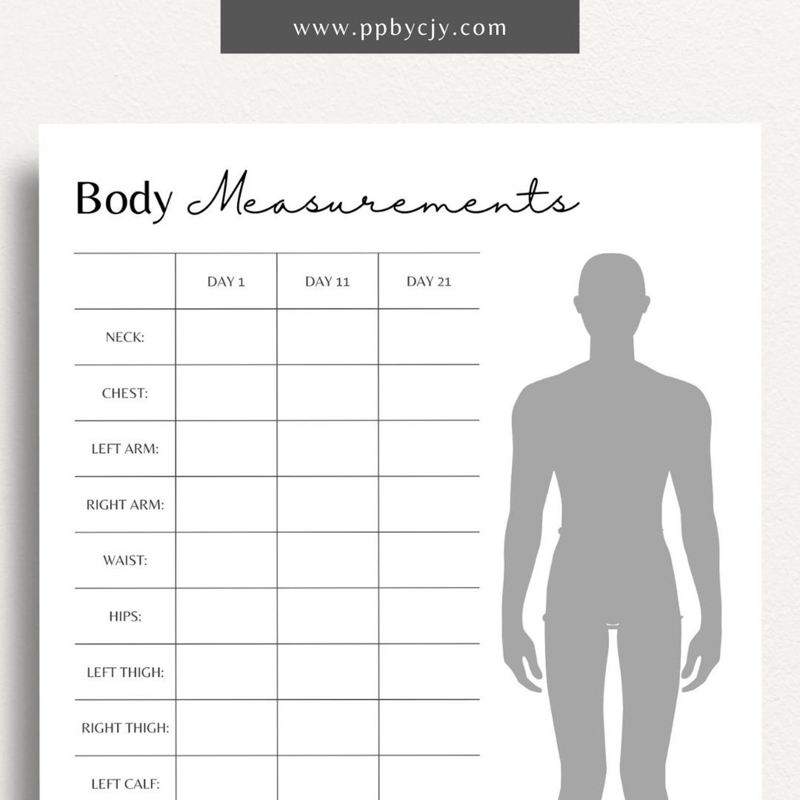 Body Measurement Tracker Fitness Progress Tracker Weight Loss Journal ...