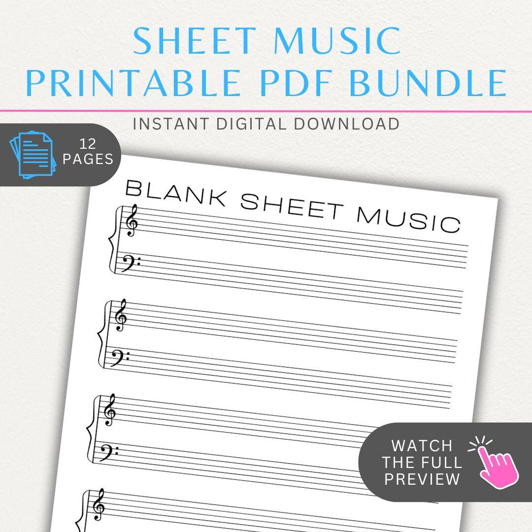 Sheet Music Printable PDF Template 12 Page Bundle | Music Composition ...