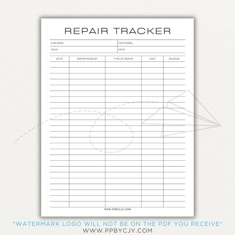 Automotive Maintenance Log Printable | Car Maintenance Tracker ...