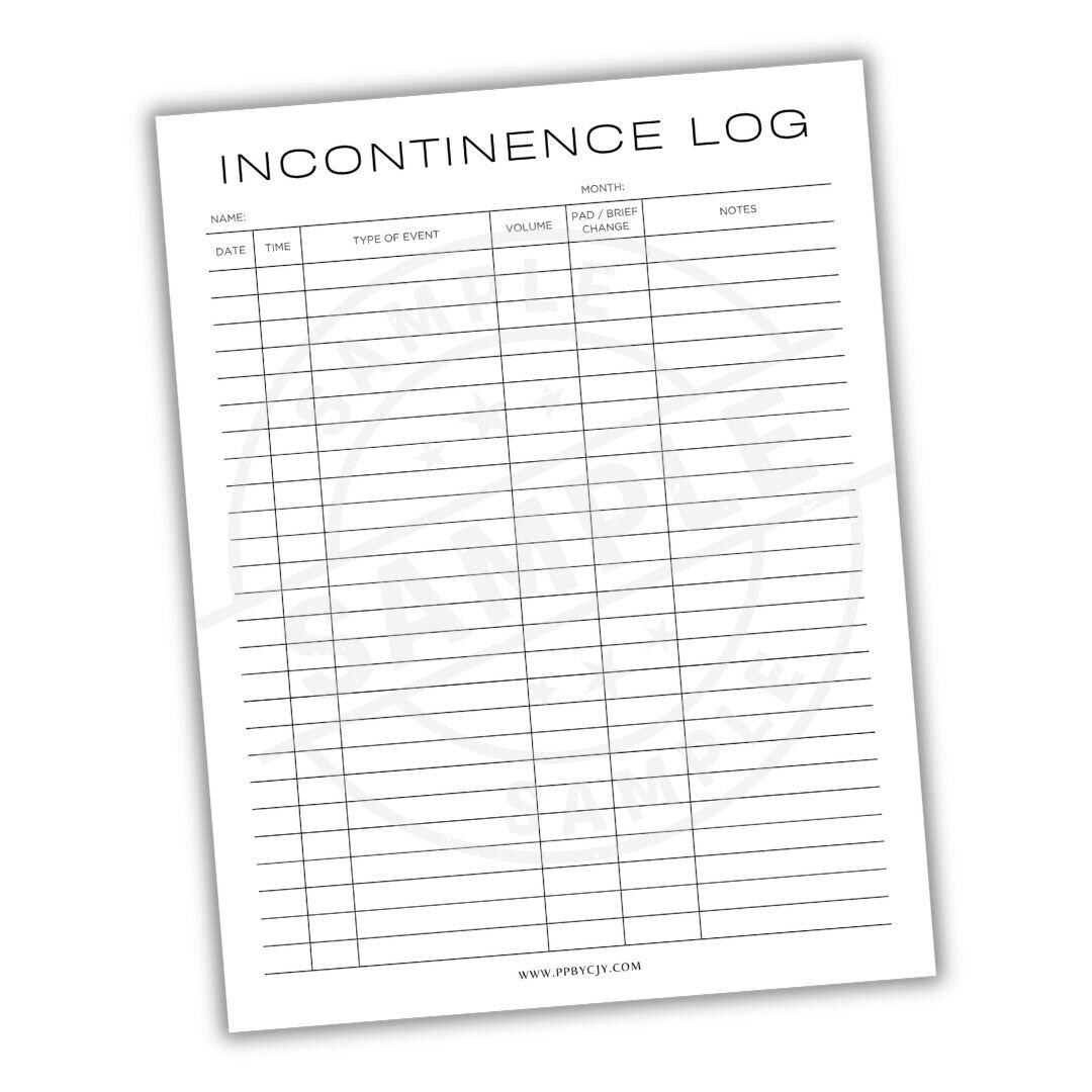 Adult Incontinence Log | Health Tracker | Medical & Caregiving ...