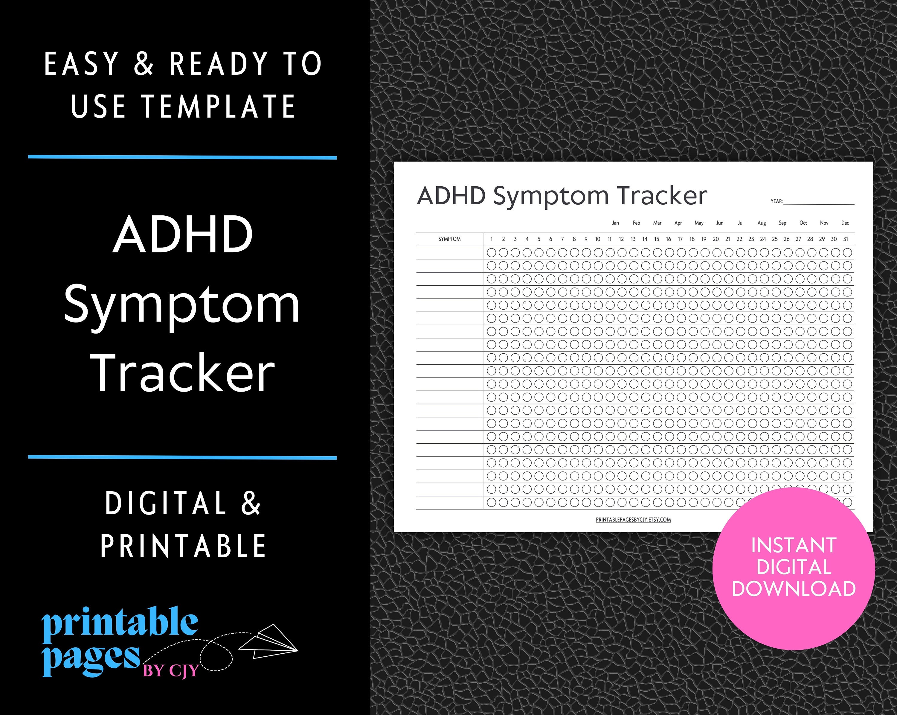 ADHD Symptom Tracker Printable Symptom Medical Health - Etsy