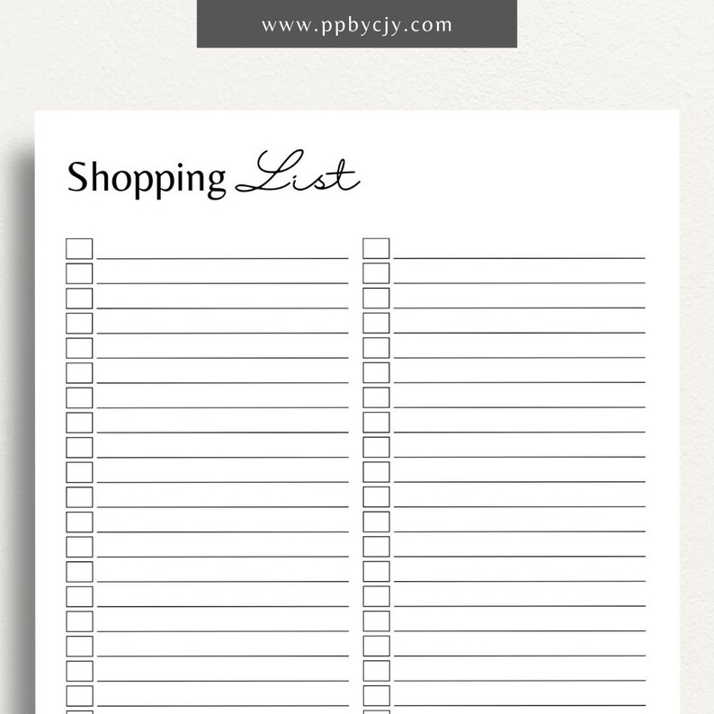 Blank Shopping Listing Printable | Grocery Shopping Checklist ...