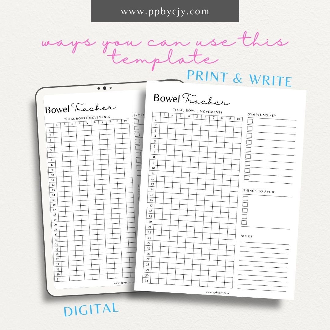 Bowel Movement Tracker | Digestive Habits Bowel Function Log | Stool ...