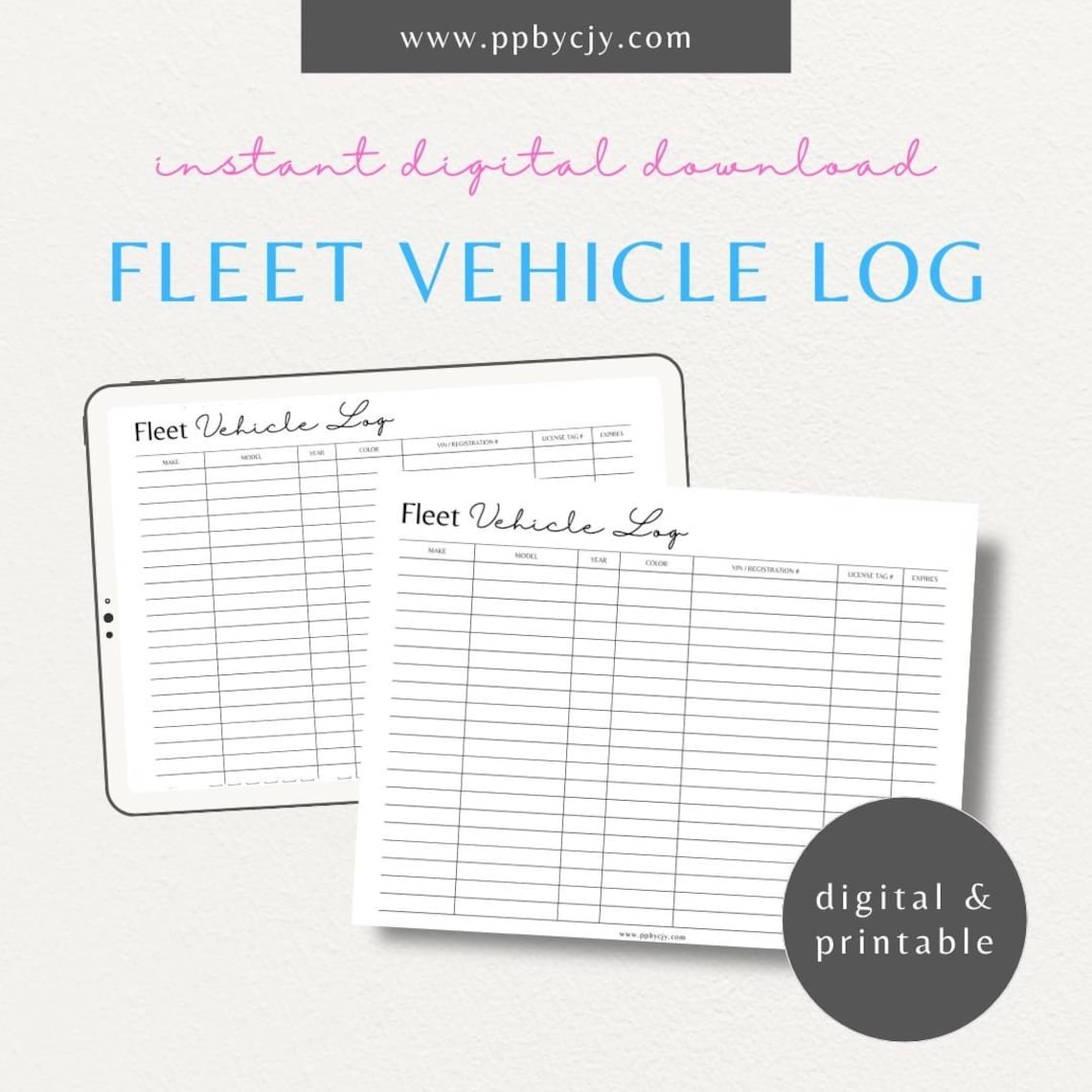 Fleet Vehicle Tracker | Business Vehicle Information Log | Commercial ...