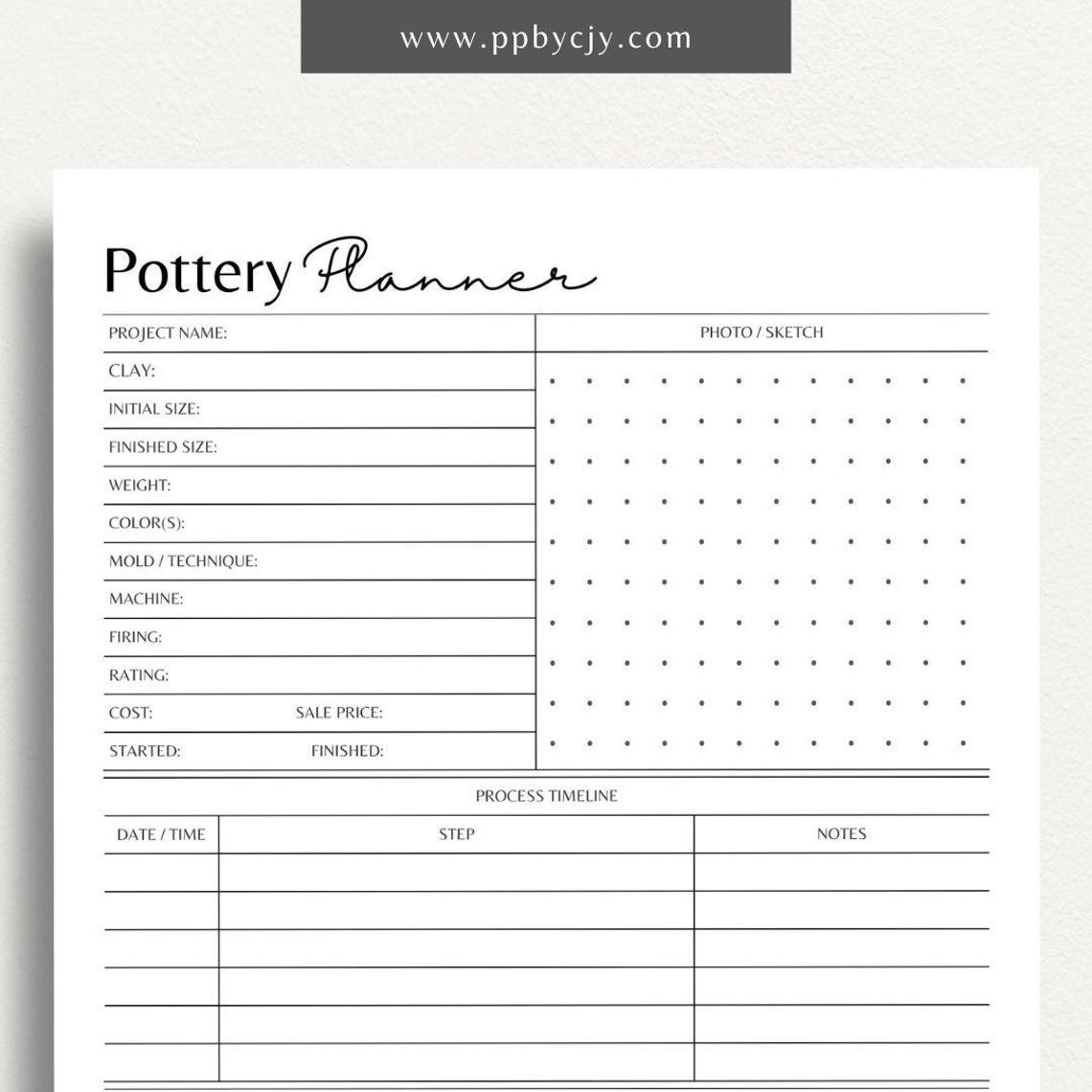 Pottery Planner Printable Template Digital Download Ceramic Project ...