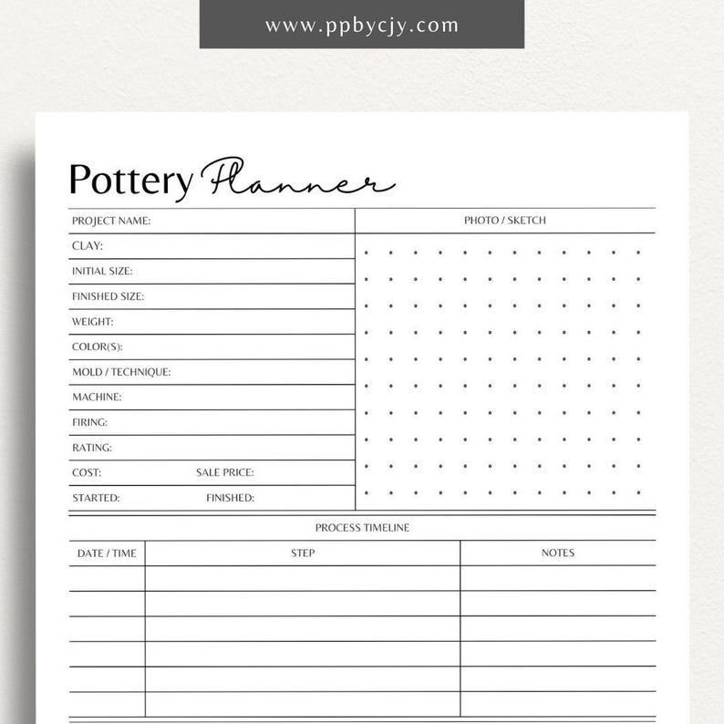 Pottery Planner Printable Template Digital Download Ceramic Project ...