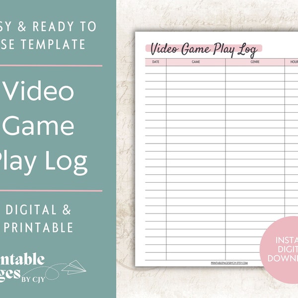 Video Game Tracker Printable - Etsy