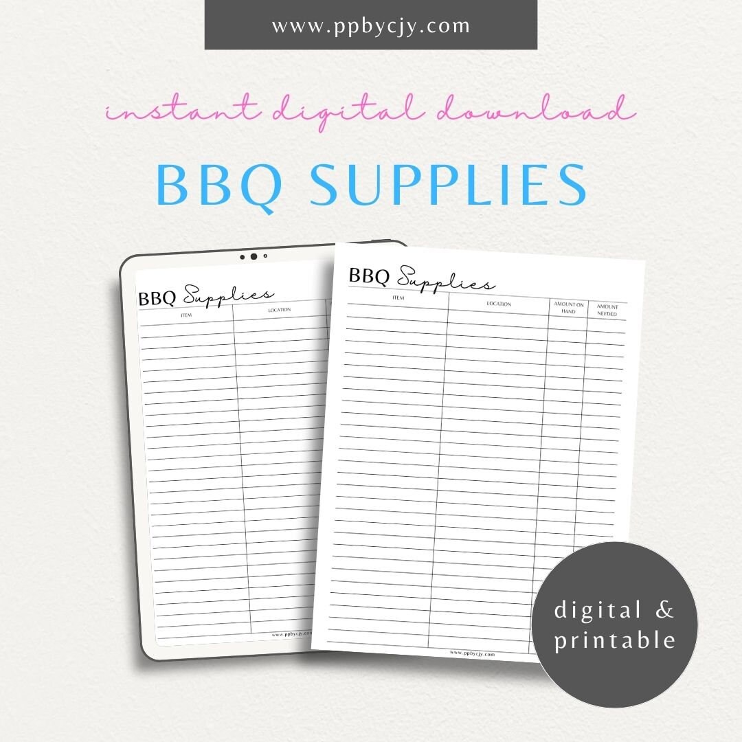 BBQ Supply Inventory | Grill Master Equipment Supply List | Barbecue ...