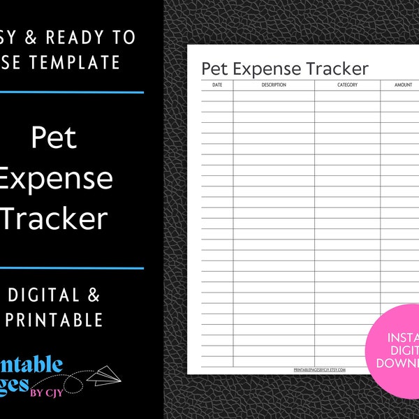 Pet Expense Tracker - Etsy