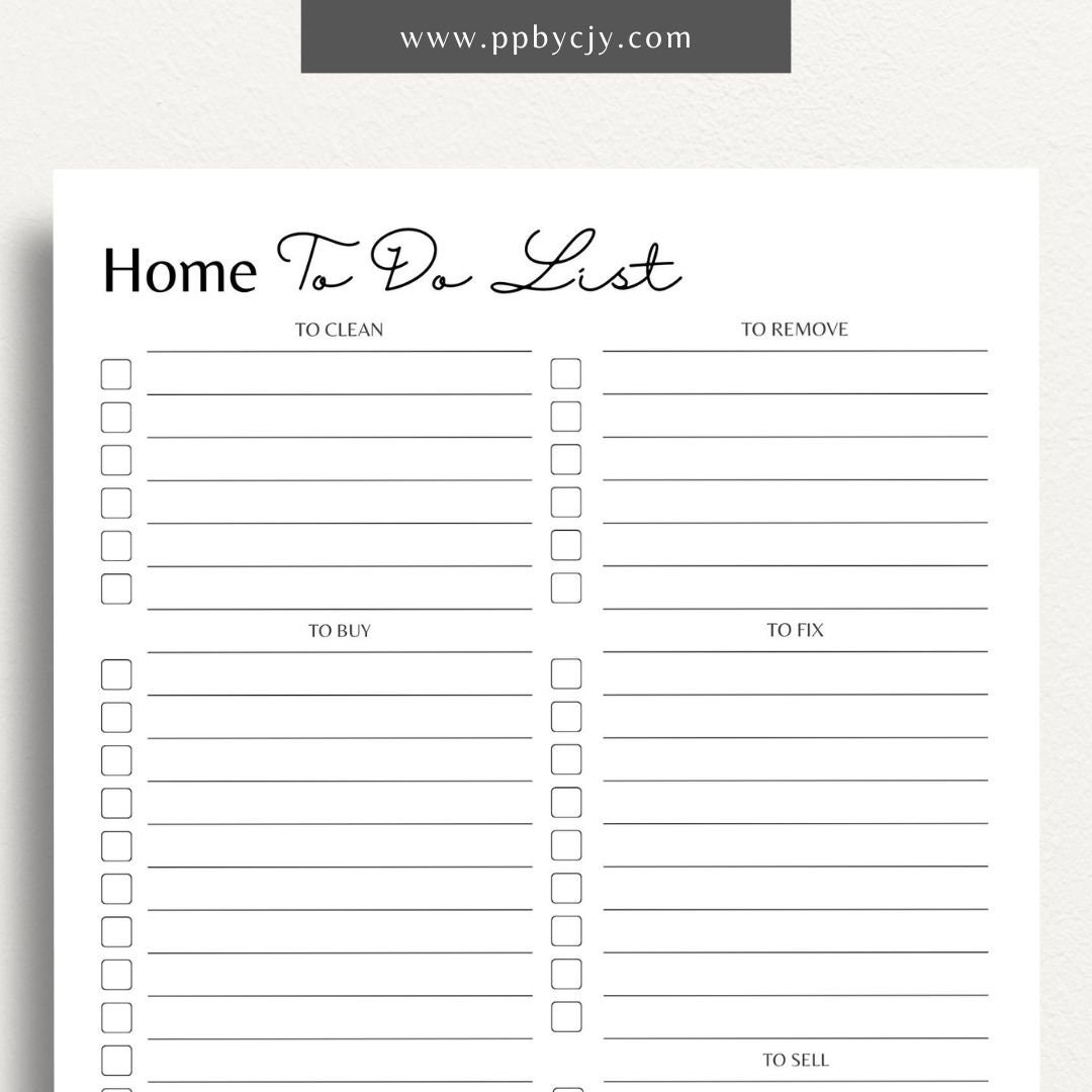 Home to Do List Planner | House Project Management Tracker | Household ...