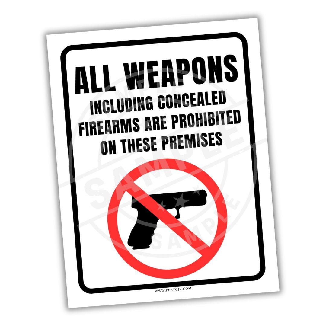 Weapons Prohibited Printable Sign | No Weapons Allowed Safety Poster ...