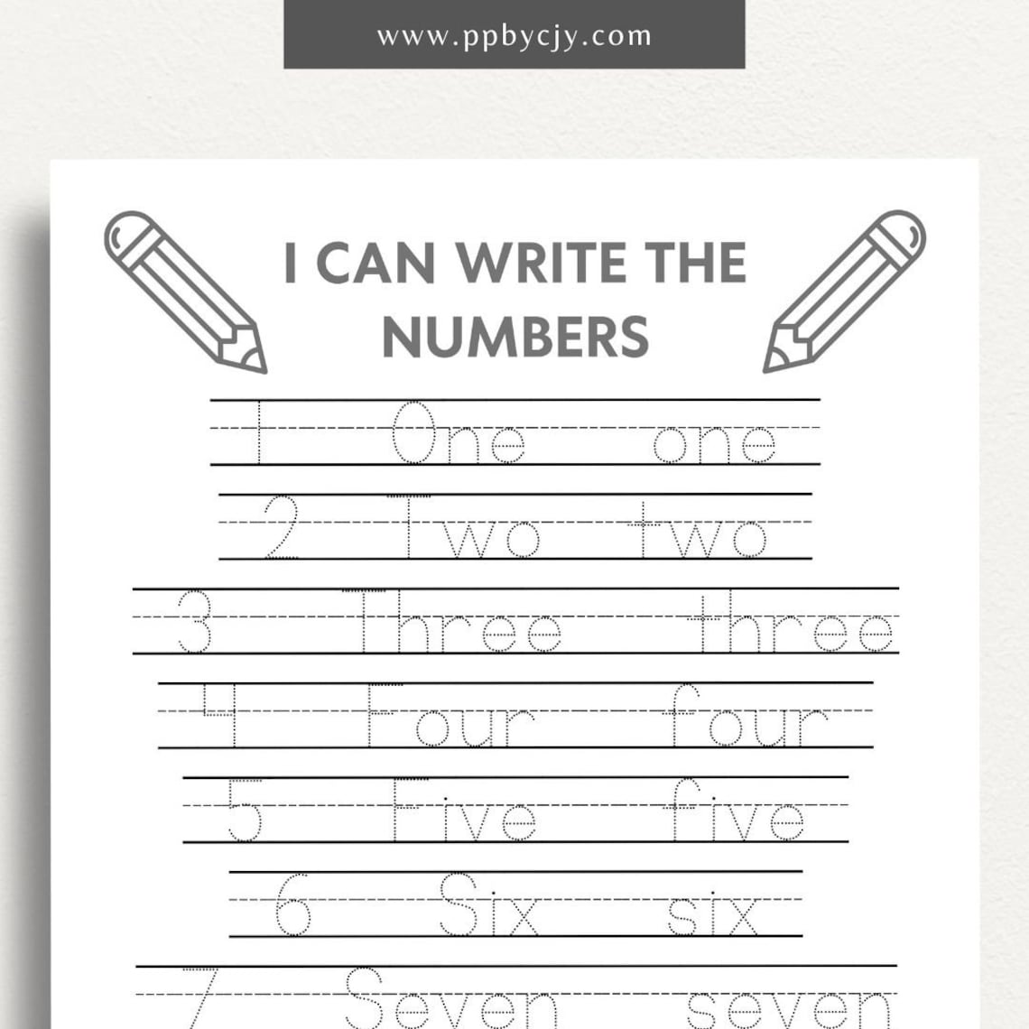 Number Tracing Handwriting Practice Sheet Preschool Learning Numbers ...