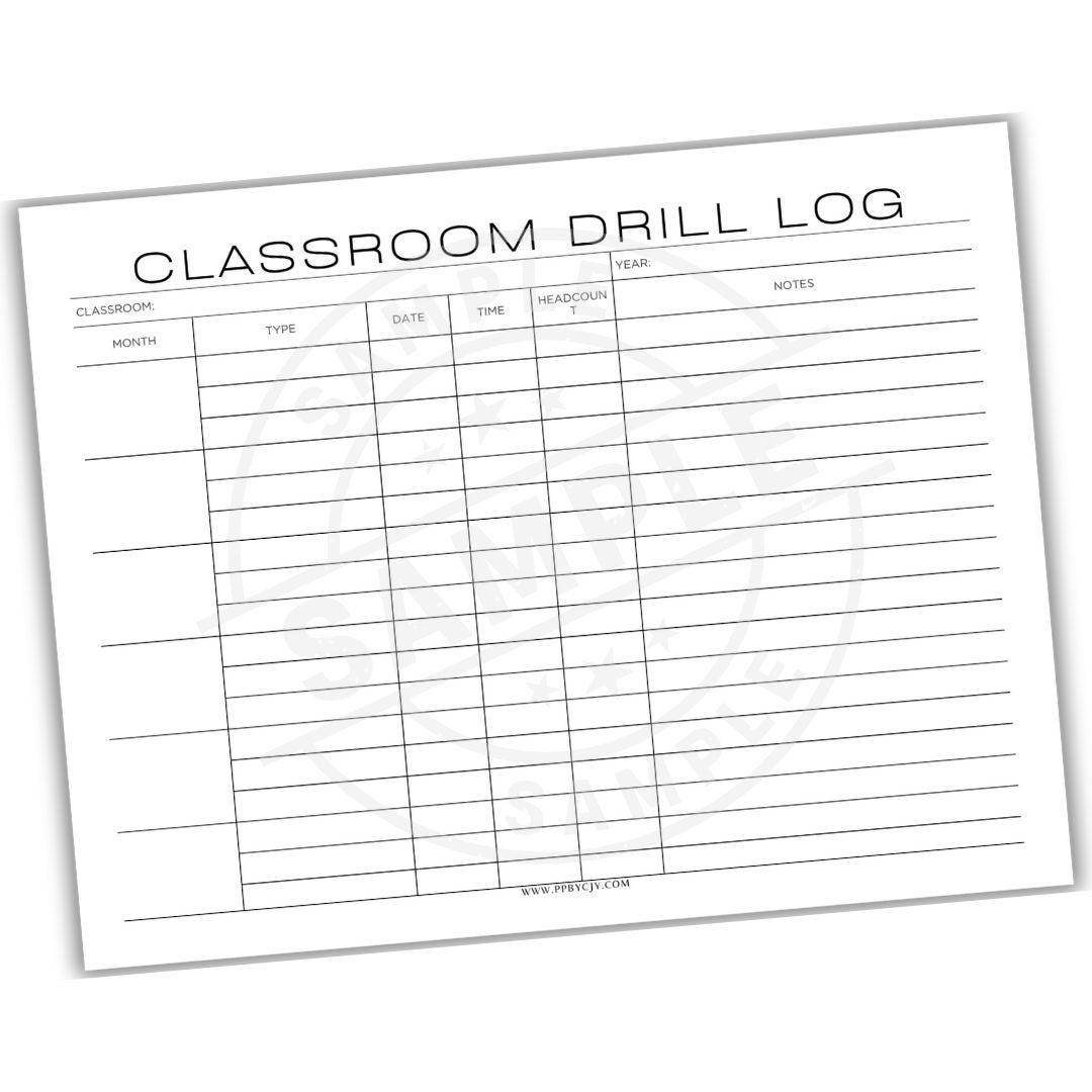 Classroom Drill Log Printable Template | Digital Download | Emergency Drill Tracker | School ...