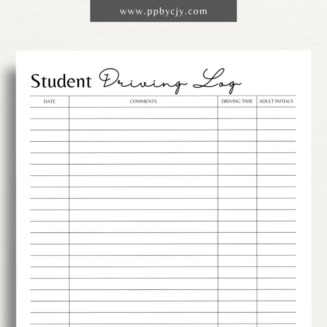 Student Driving Log | Teen Driver Training Supervision Record | New ...