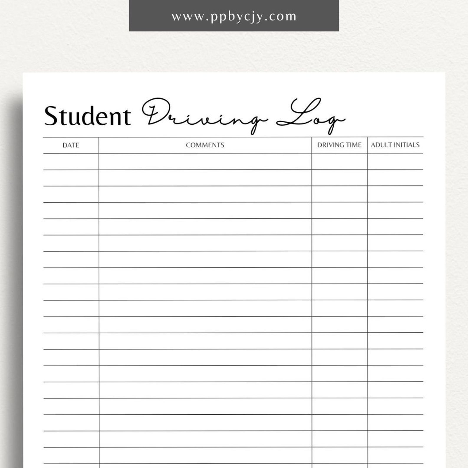 Student Driving Log | Teen Driver Training Supervision Record | New ...