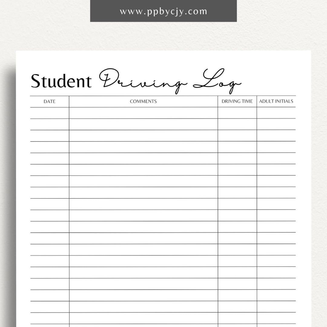 Student Driving Log | Teen Driver Training Supervision Record | New ...