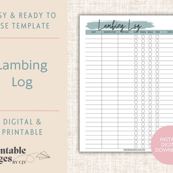 Lambing Record Sheets - Etsy