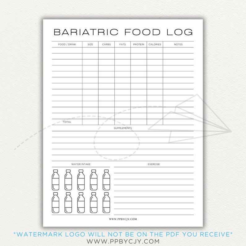 Bariatric Food Log | Gastric Bypass Post Surgery Nutrition Journal ...