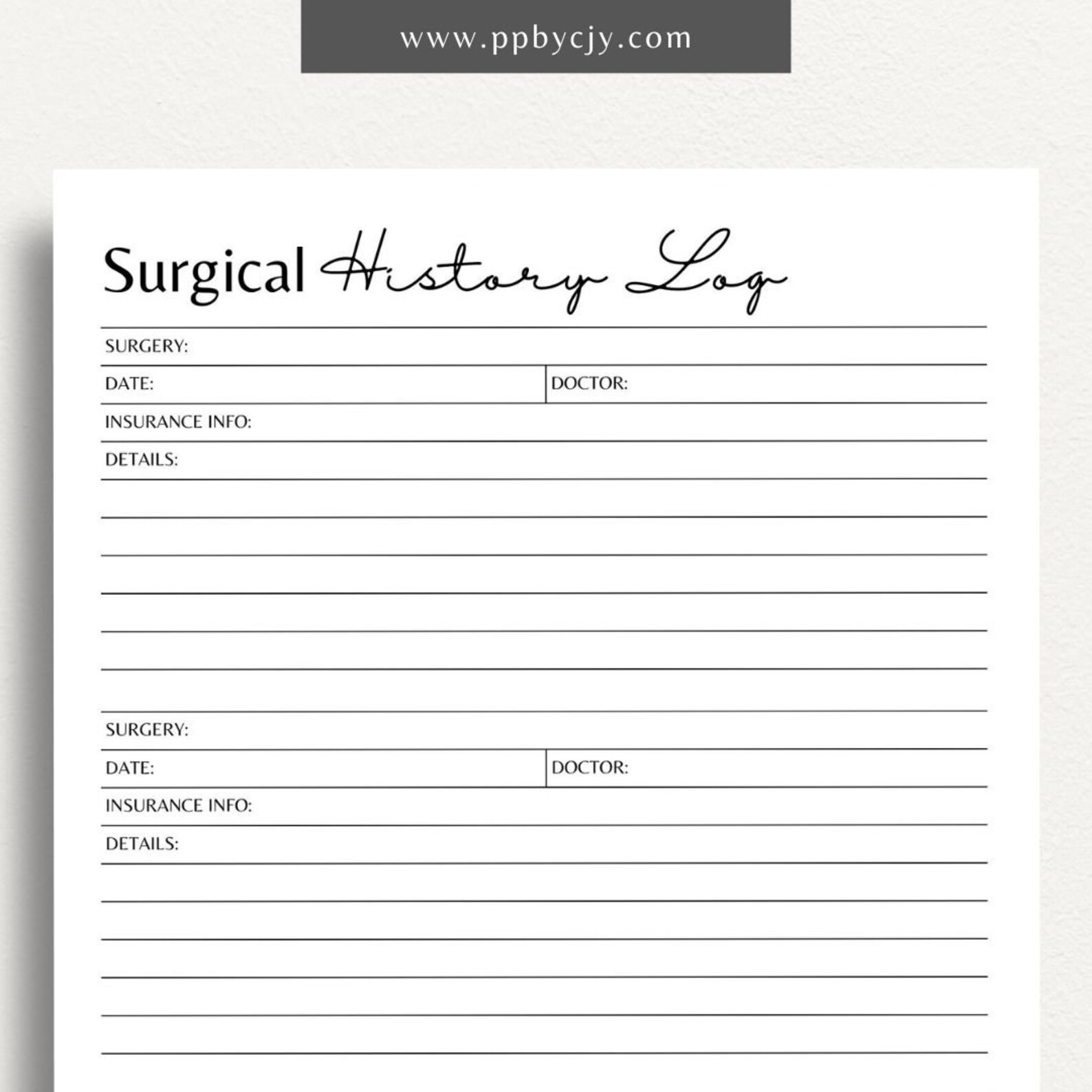 Surgical History Timeline Log | Medical Procedure Record | Healthcare ...