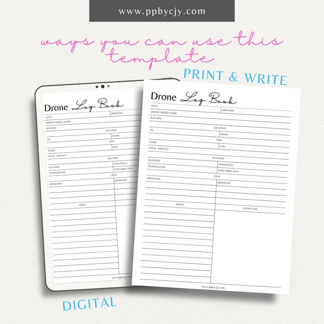 Drone Logbook Printable Template | Digital Download | Flight Log | UAV ...
