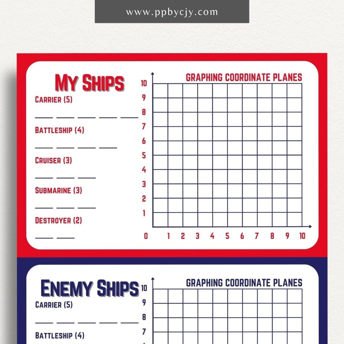 Battleship Game Printable Template | Digital Download | Classic ...