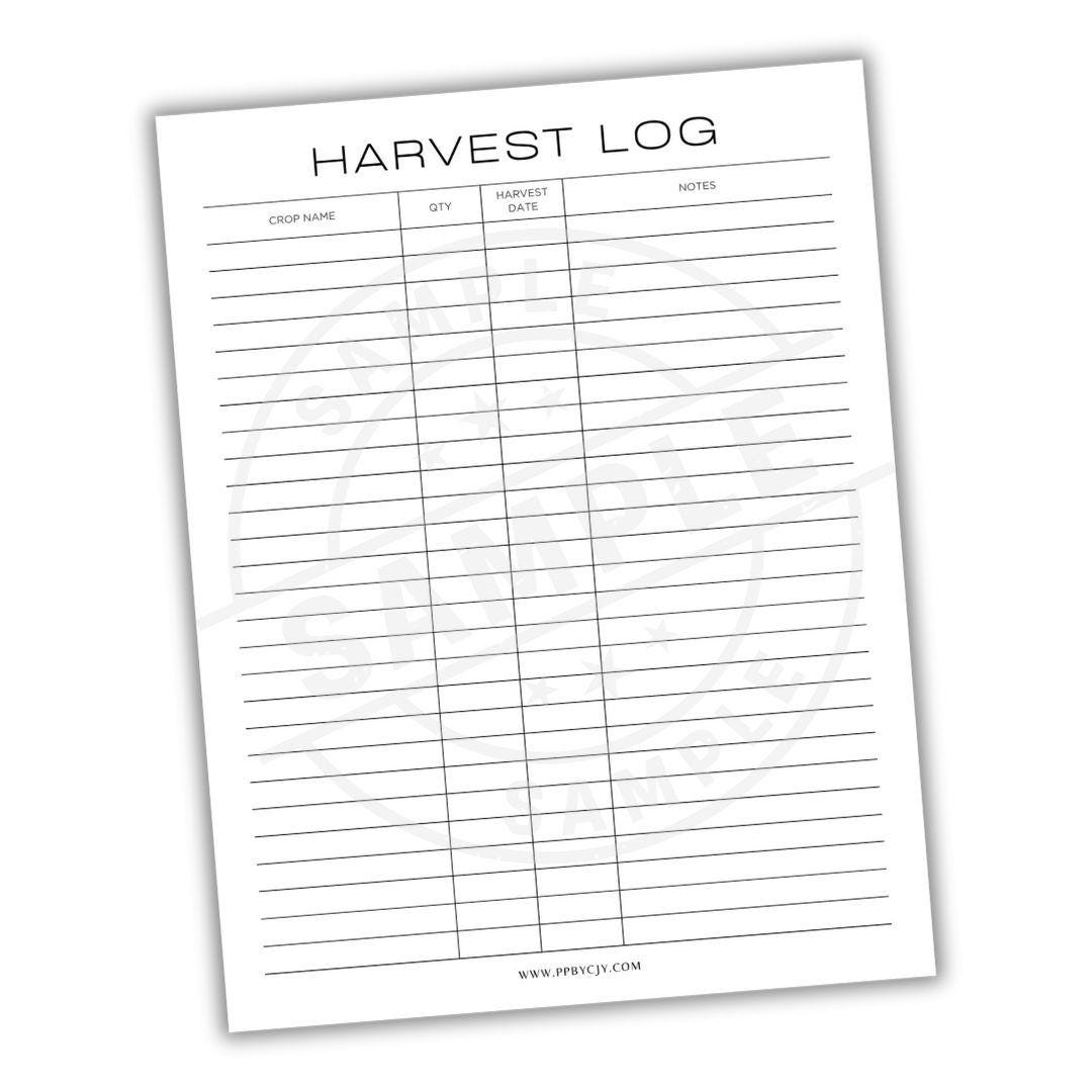 Garden Harvest Log | Gardening Crop Yield Recording | Vegetable Garden ...