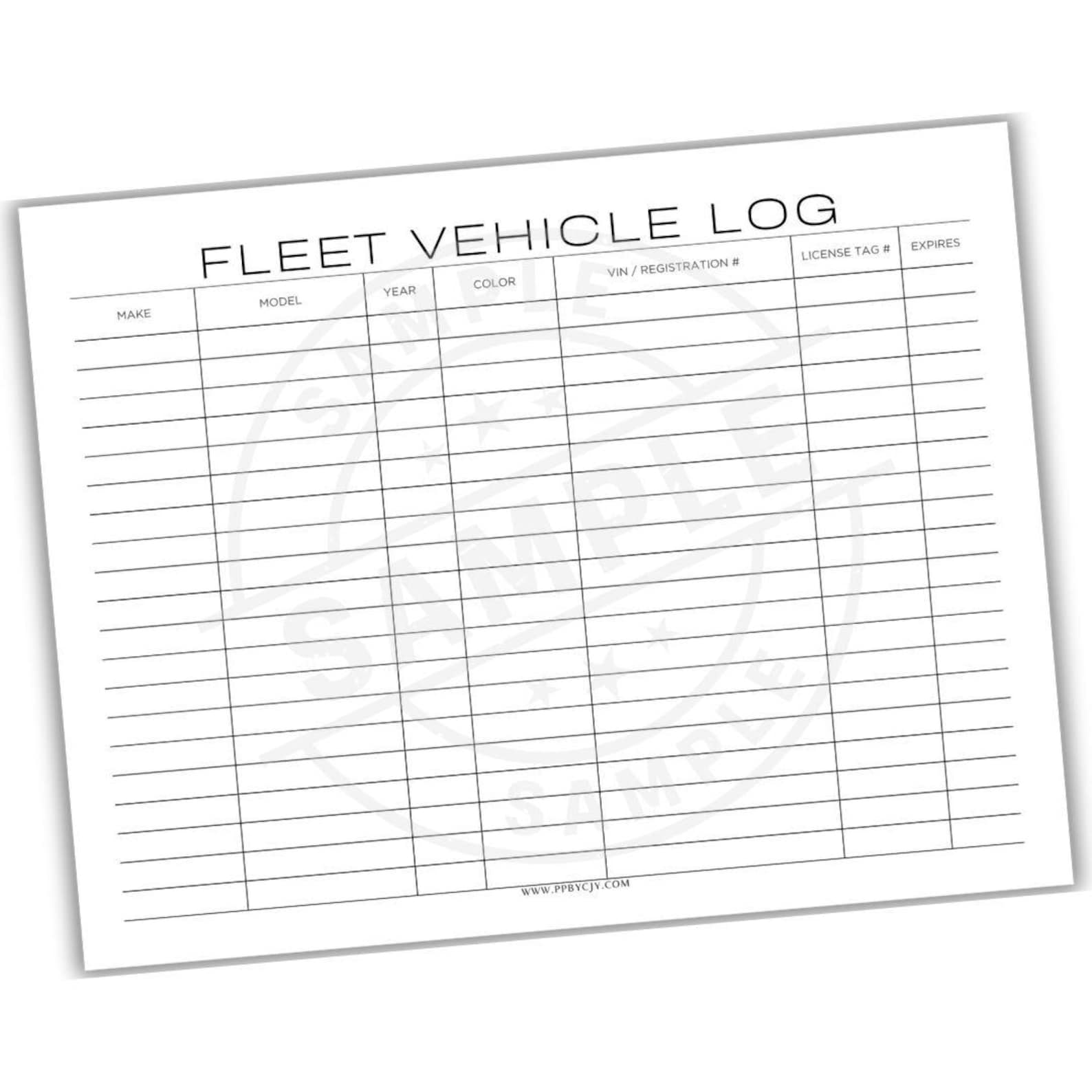 Fleet Vehicle Tracker | Business Vehicle Information Log | Commercial ...