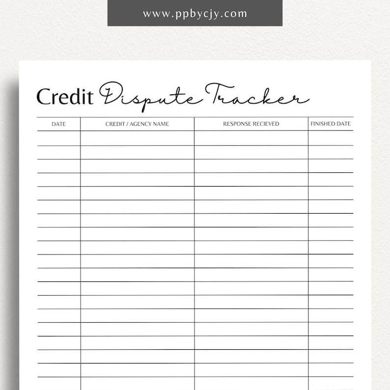 Credit Dispute Tracker Printable Template | Digital Download | Credit ...