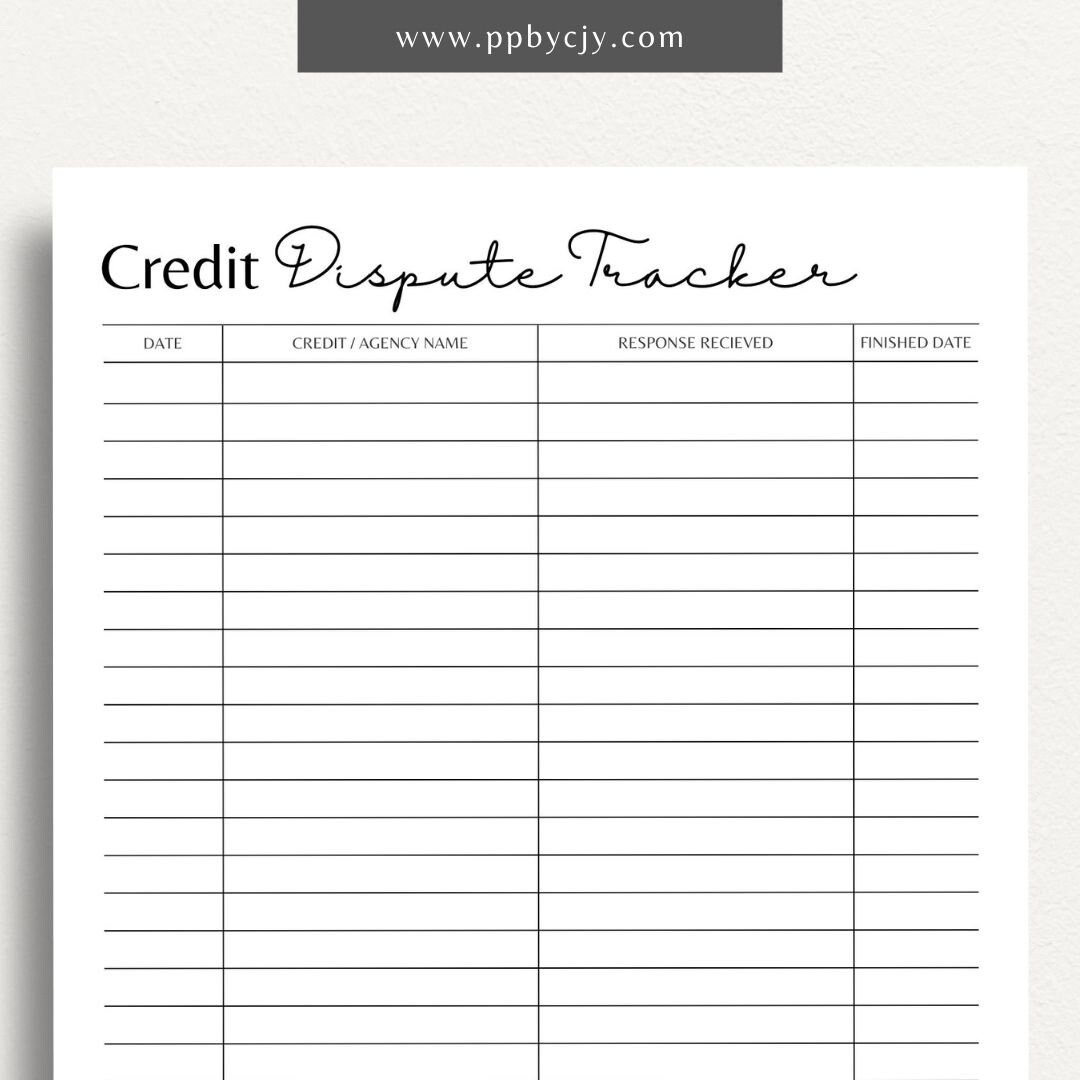 Credit Dispute Tracker Printable Template | Digital Download | Credit ...
