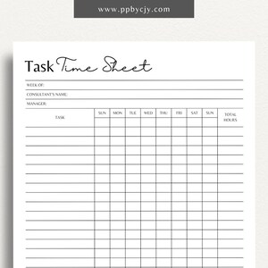 Task Time Tracker | Daily Productivity Work Time Management Sheet ...