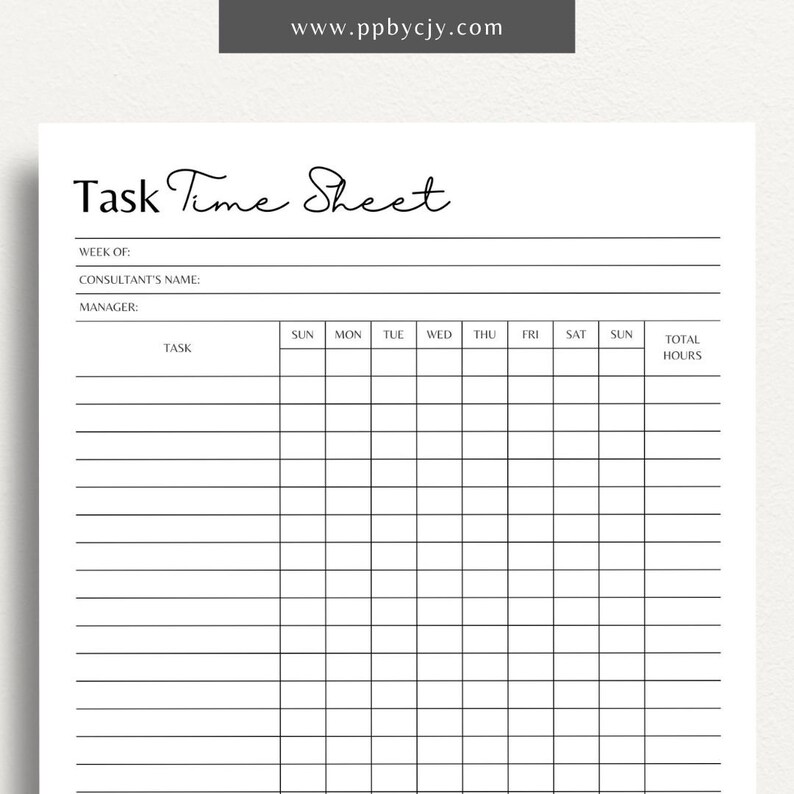 Task Time Tracker | Daily Productivity Work Time Management Sheet ...