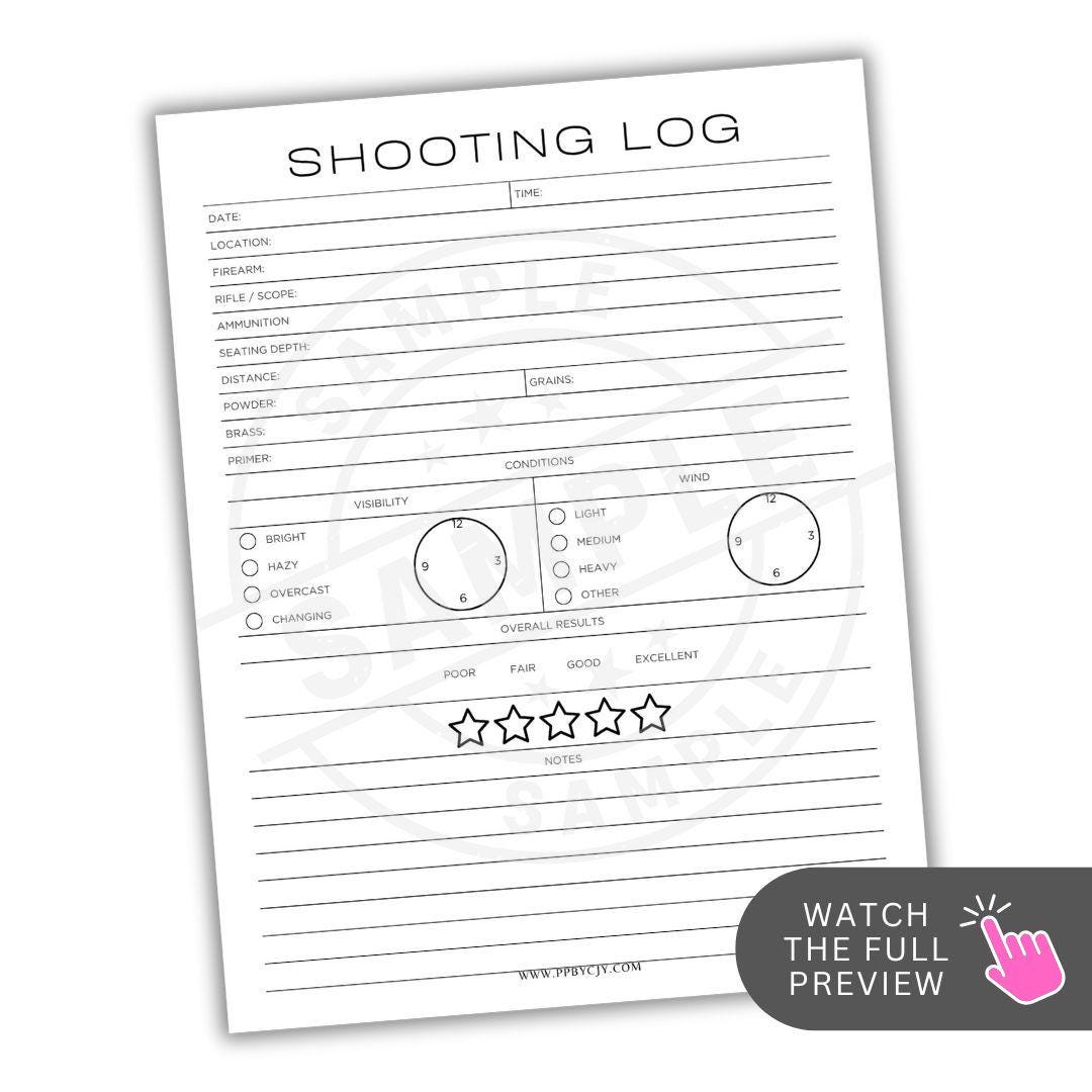Target Shooting Log Printable | Shooting Practice Tracker | Firearm ...