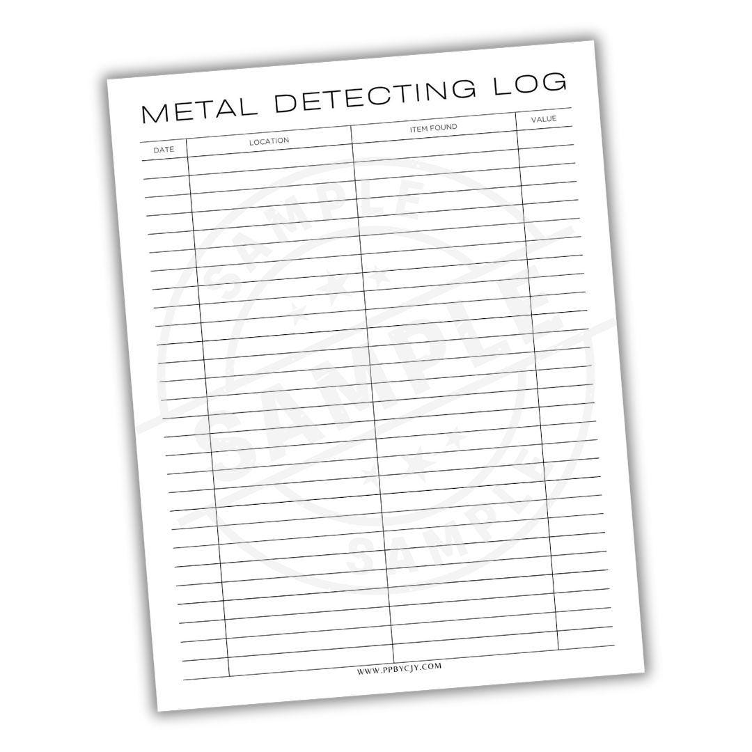 Metal Detecting Log Printable PDF | Treasure Hunt Tracker | Record ...
