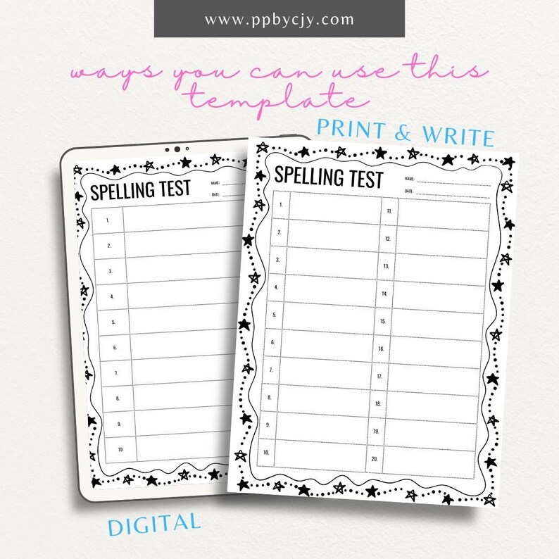 Spelling Test Template | Classroom Weekly Spelling Assessment | Student ...