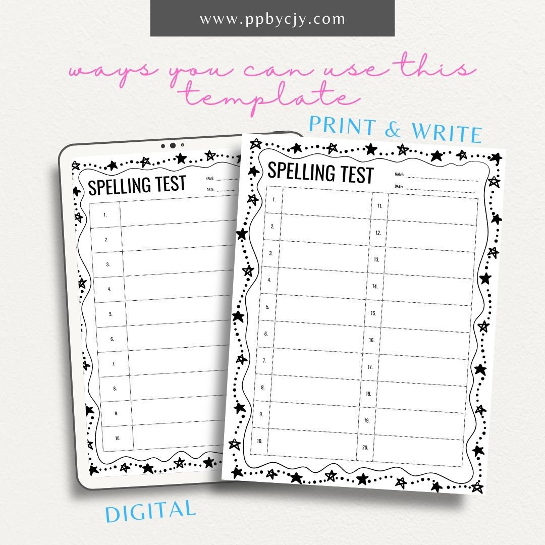 Spelling Test Template | Classroom Weekly Spelling Assessment | Student ...
