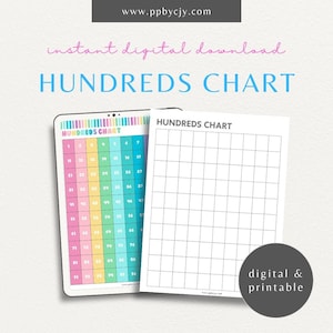Hundreds Chart Printable Template | Digital Download | Math Learning ...