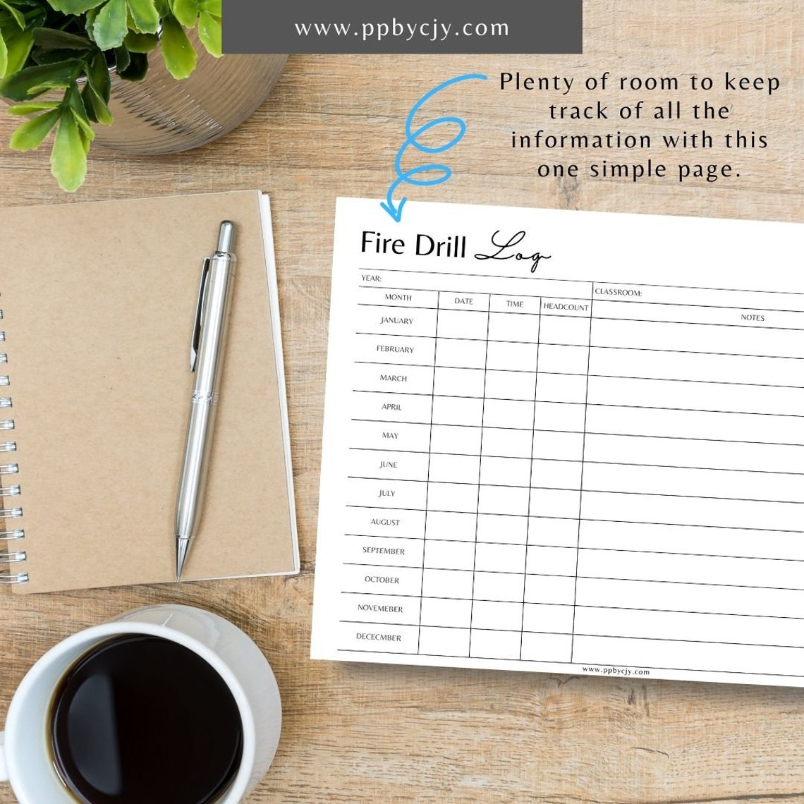 Fire Drill Log Printable Template | Digital Download | Safety Drill ...