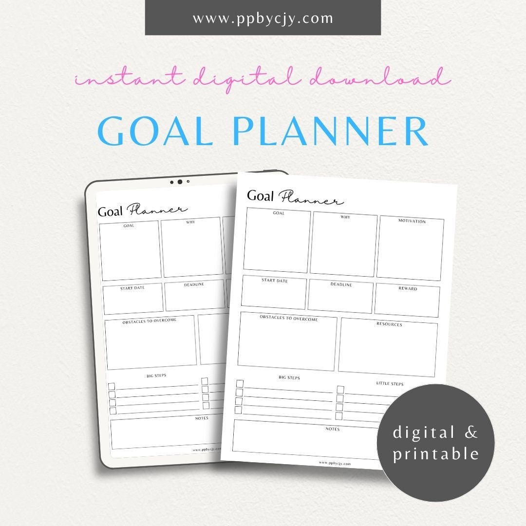 Motivational Goal Planner | Deadline Drive Actionable Goal Setting List ...
