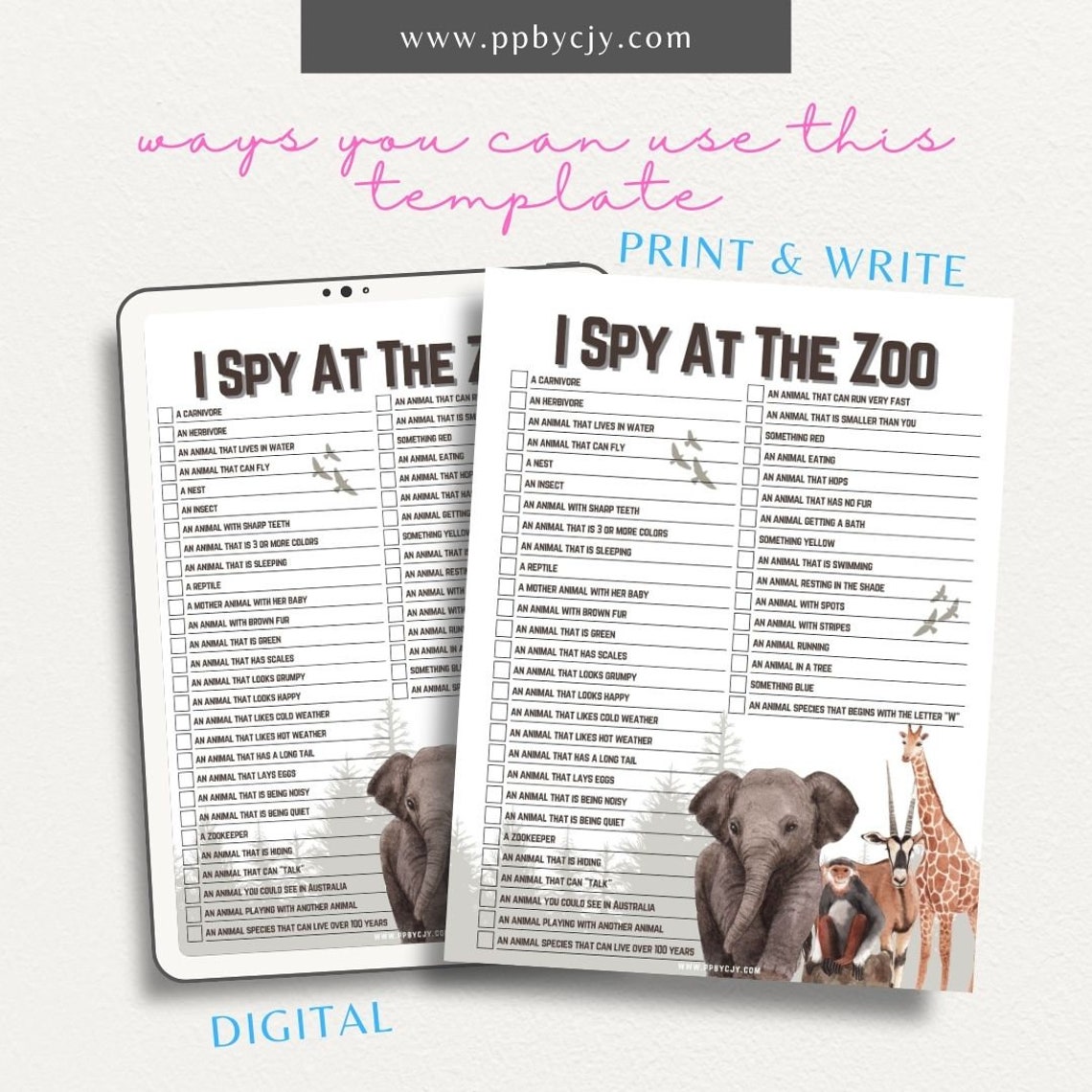 Zoo Adventure Scavenger Hunt for Kids Wildlife Exploration Game ...