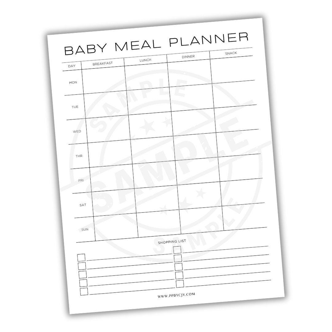 Baby Meal Planner Printable Template | Instant Digital Download | Baby ...