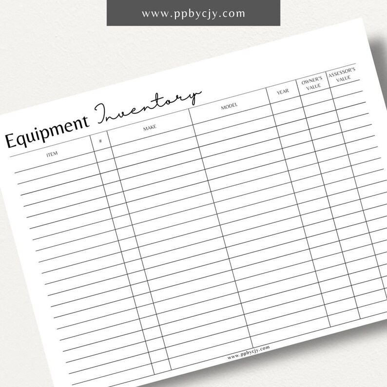 Equipment Asset Inventory | Machinery Resource Tracker Sheet | Personal ...